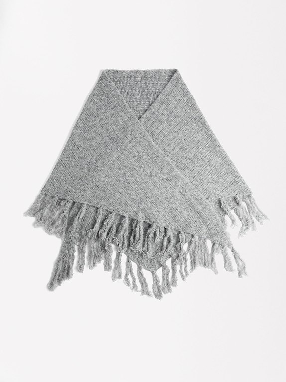 Fringed Wool Blend Shawl