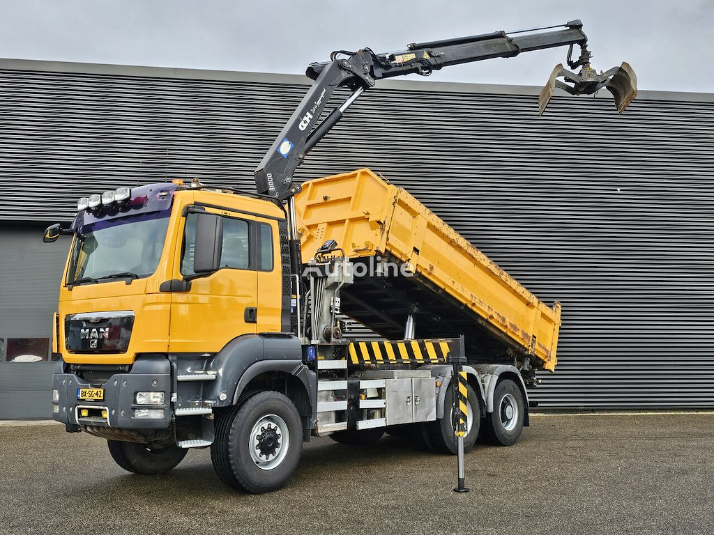 MAN TGS 26.360 6X6 BB / HMF CRANE / 2 SIDE TIPPER kiper