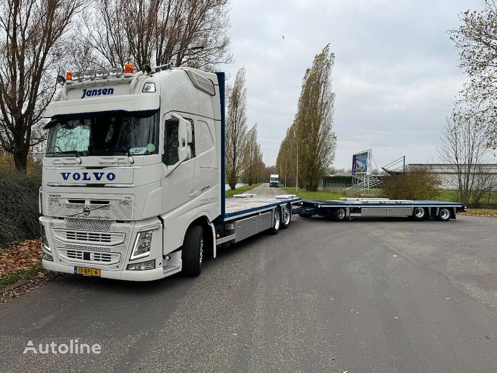 Volvo FH 500 + ESVE AHWL 8-6-16L 3 ASSIGE AANHANGER UITSCHUIFBAAR kamion s ravnom platformom