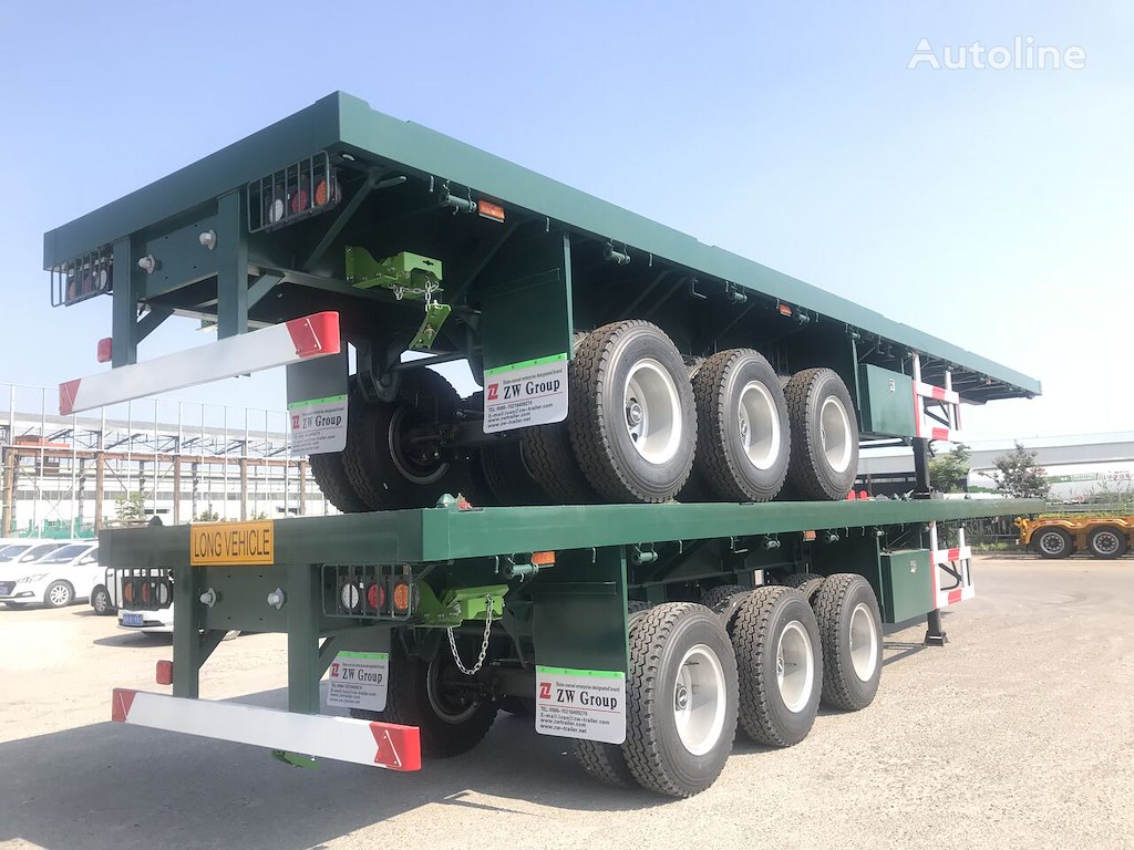 Nova 3 Axle 40 Ft Semi Truck Trailer Flatbed Container Carrier with H poluprikolica sa ravnom platformom