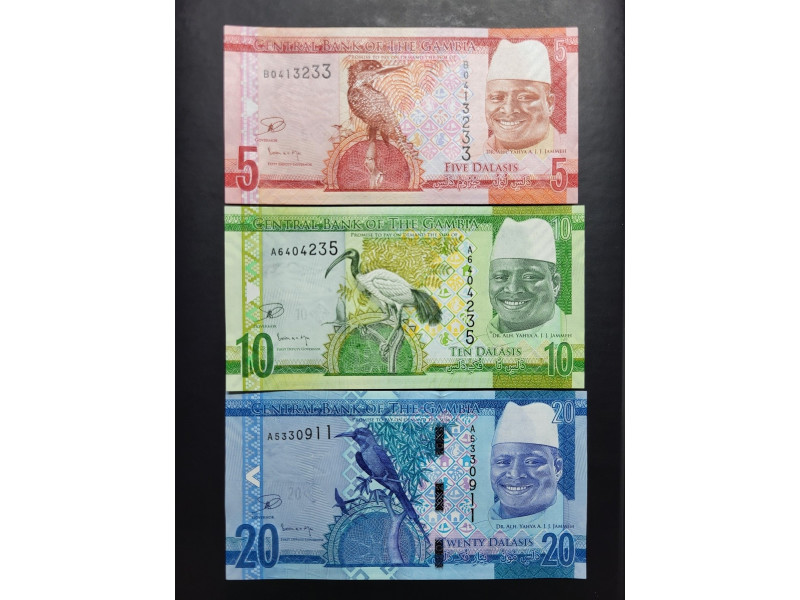 GAMBIA 5-10-20 Dalasis, 2015, UNC