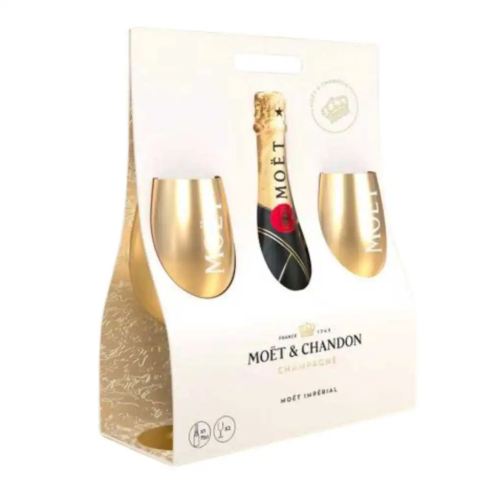 Moet & Chandon Brut + 2 zlatne čaše 0.70