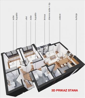 Trosoban stan, 63.56m2 centar grada