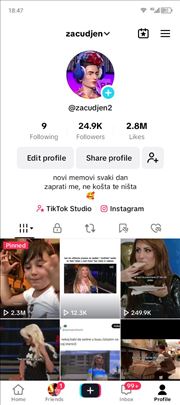 Srpski TikTok profil od 25k domaćih pratilaca