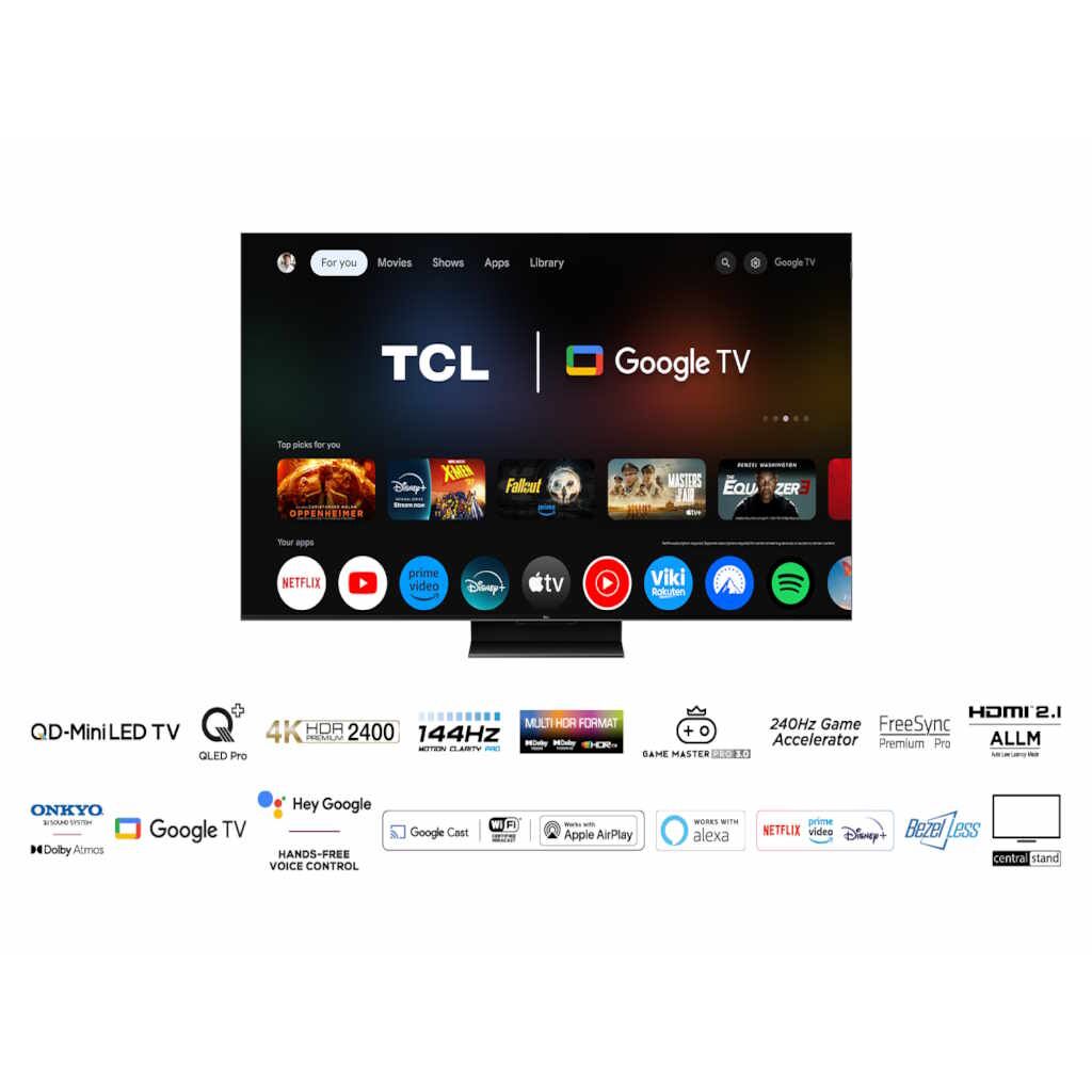 Televizor TCL 65C765/MiniLED-QLED/65"/4K HDR/144Hz/Google TV/crna