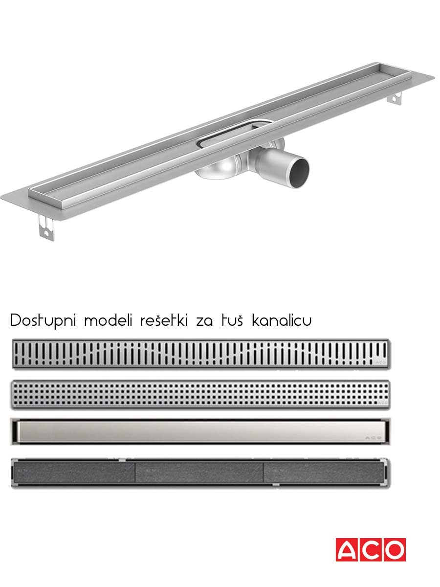 Tuš kanalica sa horizontalnom flanšnom 118,5cm ACO-9010.88.27