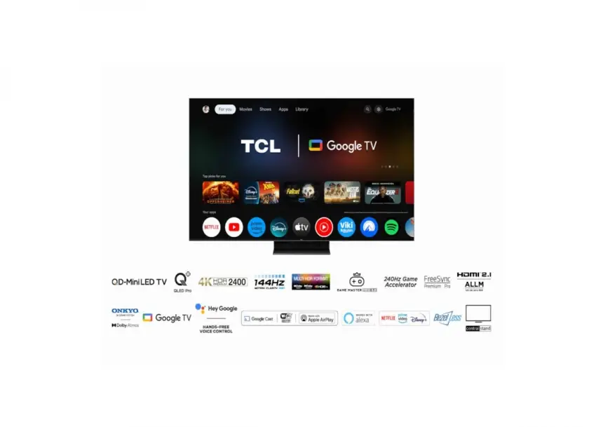 Televizor TCL 65C765/MiniLED-QLED/65"/4K HDR/144Hz/Google TV/crna