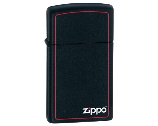 Zippo 1618 ZB Slim Black Zip Logo w/ Red