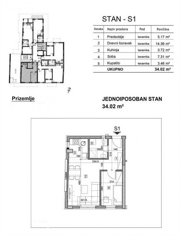 Prodaja, jednosoban stan, 34m2, Salajka, Novi Sad, Novi Sad