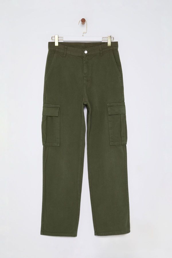 TRENDYOL KHAKI MEN'S CARGO POCKET BAGGY PANTS
