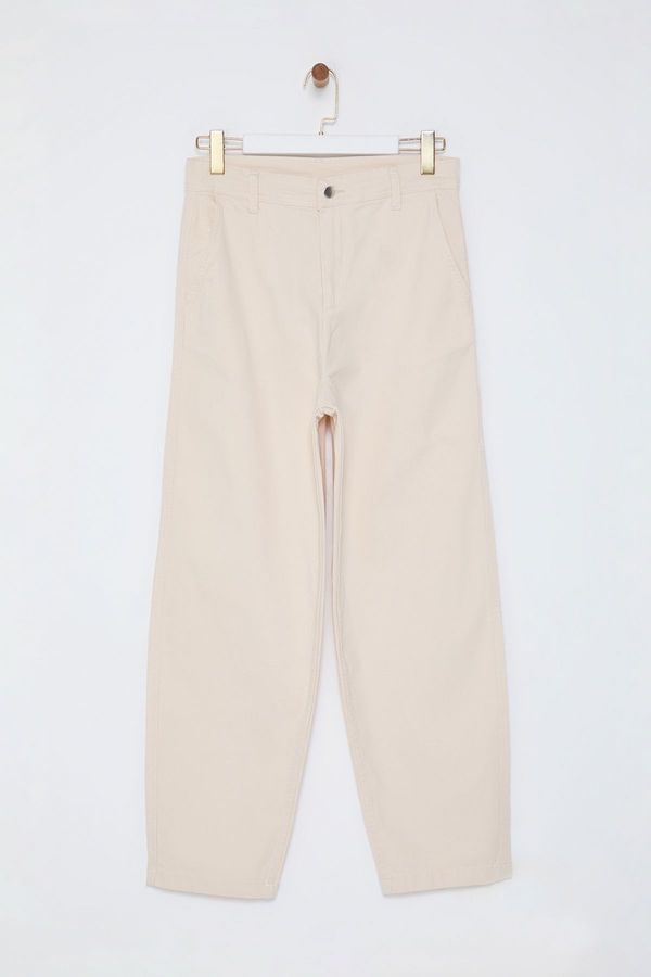 TRENDYOL LIMITED EDITION STONE UNISEX BALLOON FIT WOVEN GABARDINE COTTON TROUSERS