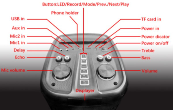 Microlab PT800 karaoke zvucnik 135W, Bluetooth, LED, 7,4V/4500mAh, TWS, Aux, USB, microSD, FM, Mic*2