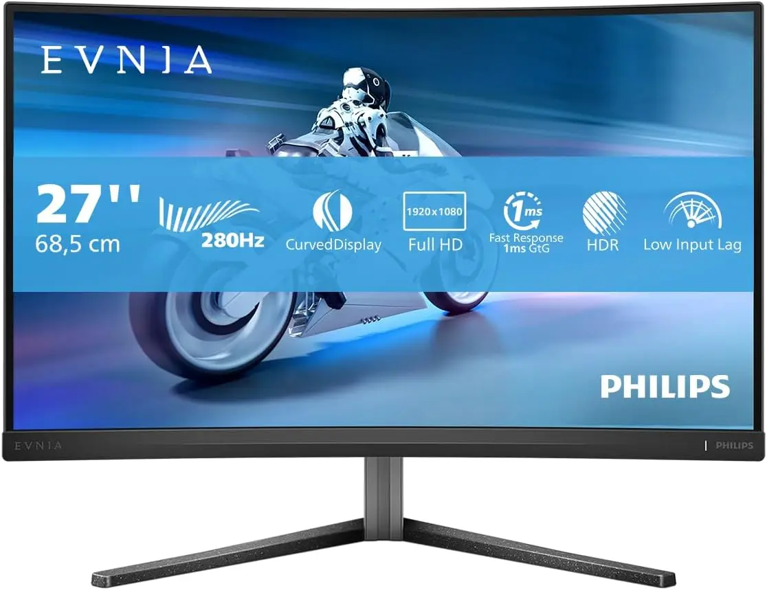 PHILIPS gaming monitor Evnia 27M2C5200W/00 27"/VA,zakrivljen/1920x1080/280Hz/1ms GtG/HDMIx2,DP/Pivot,visina