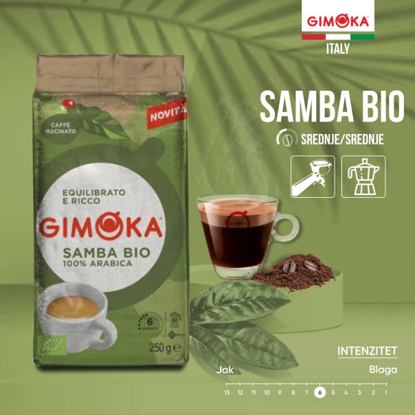 Gimoka Sambo Bio PRŽENA MLEVENA KAFA ZA ESPRESSO I ZA MOKA APARAT 250G