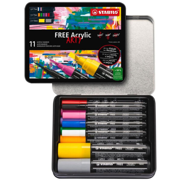 SET Markera na vodenoj bazi FREE MIX Tips Color Acrylic Marker 1/11, STABILO