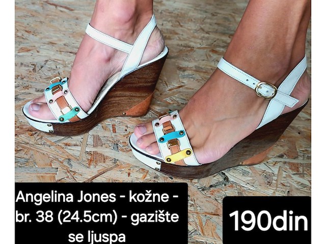 Angelina Jones kožne sandale platforme bele br. 38