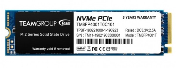 TeamGroup * M.2 2280 1TB MP34 SSD PCIe Gen3 x4, NVM Express, 3400/2900MB/s TM8FP4001T0C101 (7499)