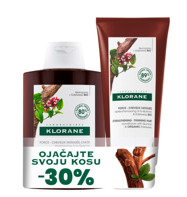 Klorane Šampon sa kininom i runolistom, 200 ml + Balzam, 200 ml PROMO