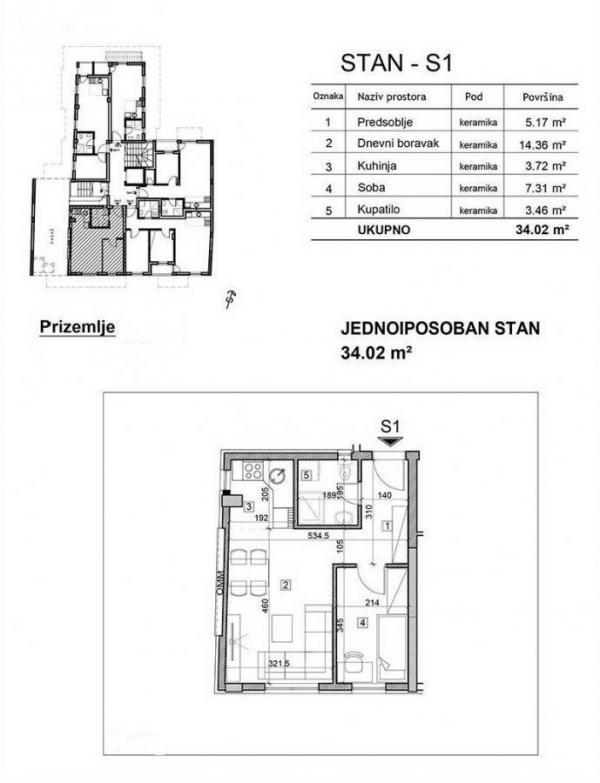 Jednoiposoban stan na prodaju, 34m2, 100.220€