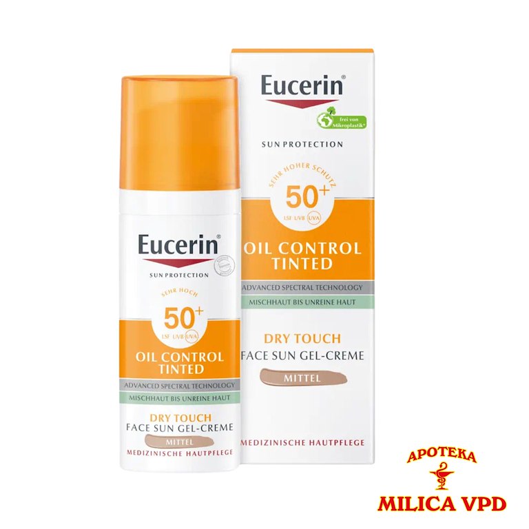 Eucerin Sun Oil Control Tonirani Gel-krem za zaštitu masne kože od sunca SPF 50+ tamna 50ml