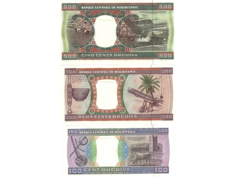 MAURITANIA set 100, 200 i 500 Ouguiya 2002 UNC