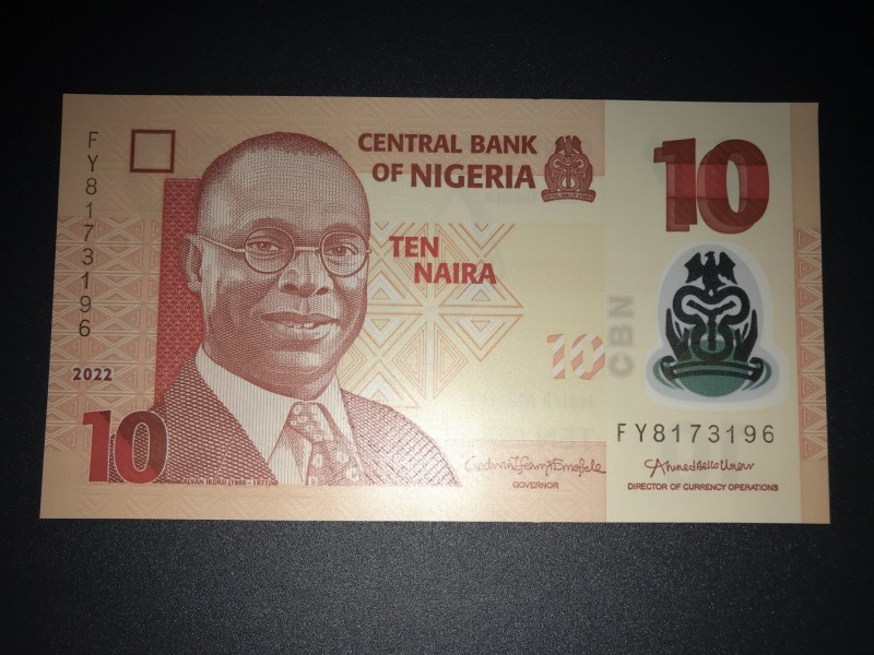 NIGERIJA 10 NAIRA.UNC.POLYMER.