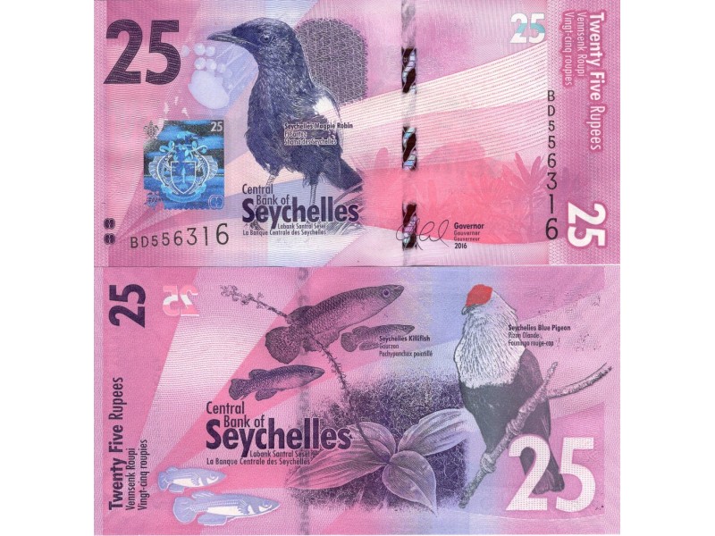 SEYCHELLES Šejšeli 25 Rupees 2016 UNC, P-48