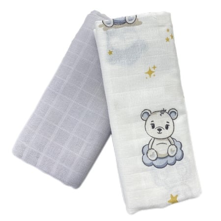 Muslin tetra pelene za bebe 2u1 Teddy Bear