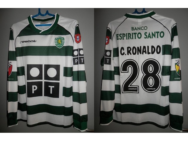 Sporting dres 2002-03 Cristiano Ronaldo 28 (Dug Rukav)