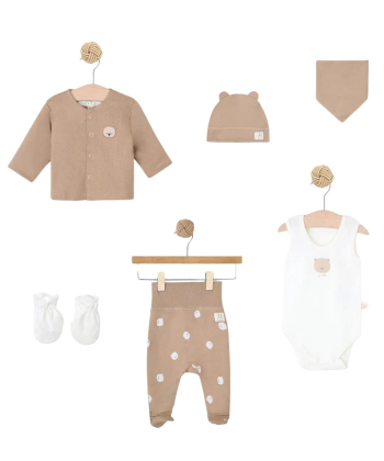 Just Kiddin baby Organic neutral set odeće za bebe 6 u 1 od 0-3 meseca Dark Beige - 11006148