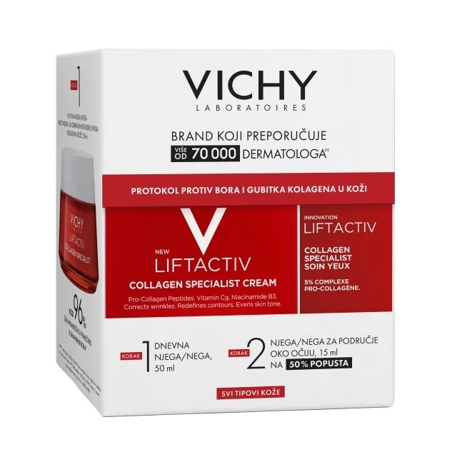 VICHY WINTER PROMO LIFTACTIV COLLAGEN SPECIALIST DNEVNA KREMA 50ML + VICHY LIFTACTIV COLLAGEN SPECIALIST NEGA ZA PODRUČJE OKO OČIJU 15 ML