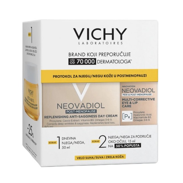 VICHY WINTER PROMO NEOVADIOL POSTMENOPAUZA HRANJIVA DNEVNA NEGA ZA SUVU I ZRELU KOŽU 50ML + NEOVADIOL EYES 15ML