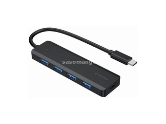 Gembird 4-port USB 3.1 (Gen.1) Type-C Hub w/Type-C Power Input Port, Black