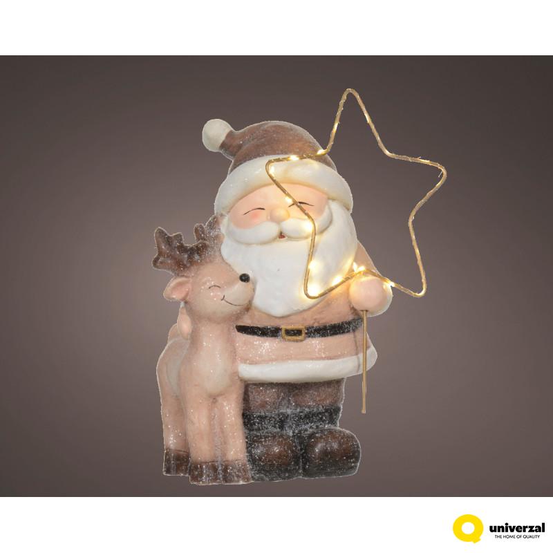 FIGURA NOVOGODIŠNJA DEDA MRAZ 38CM SA LED LAMPICAMA 523666