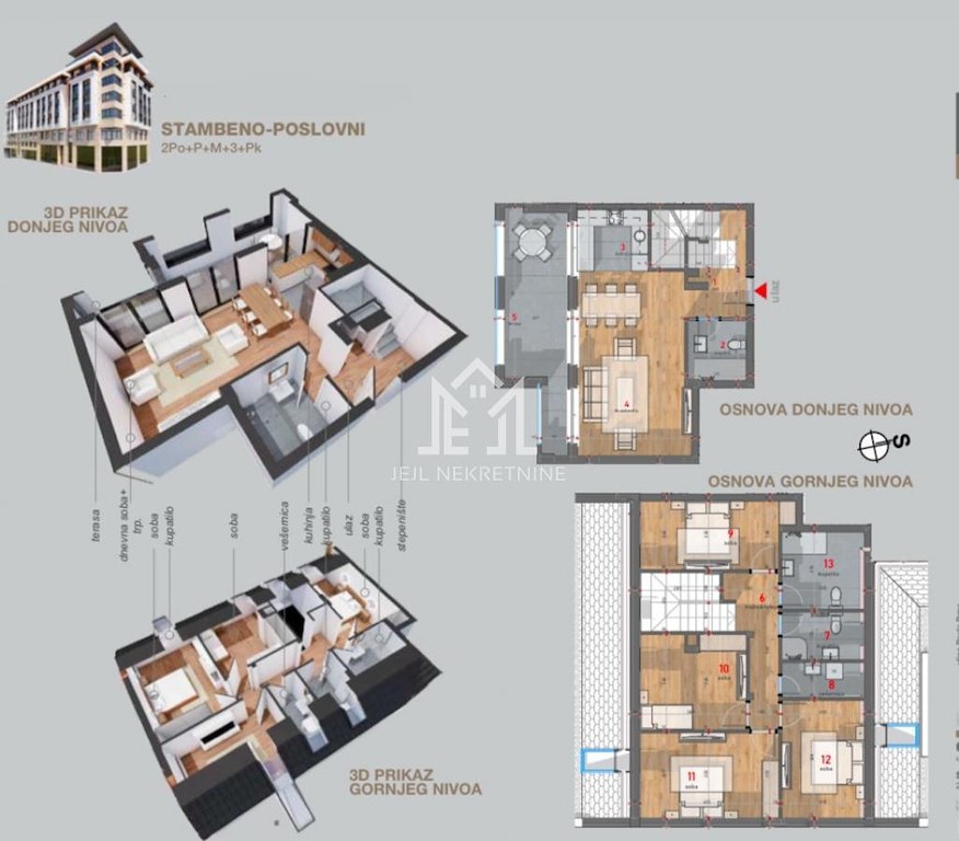 Dupleks LUX, 123. 24m2, 4. 0 stan - dva nivoa - terasa 43m2 gratis