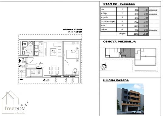 Dvosoban stan 46m2 u izgradnji - kvalitetna zgrada