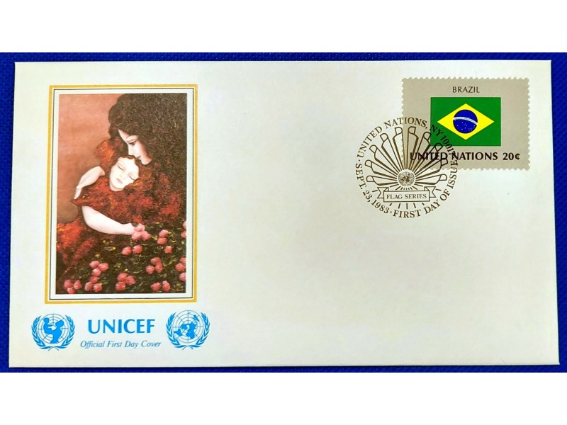 Unicef UN FDC 1983. Zastave, Brazil