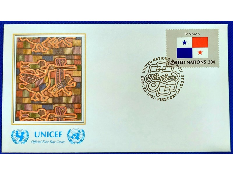 Unicef UN FDC 1981. Zastave, Panama