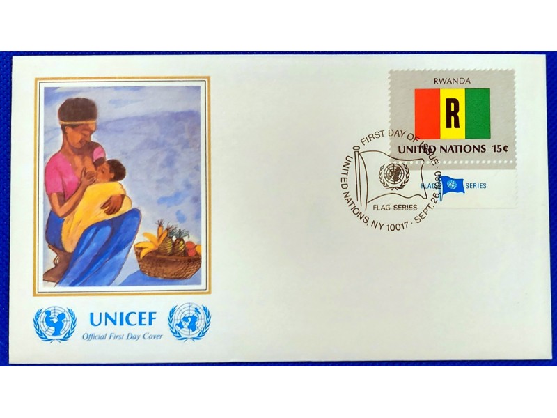 Unicef UN FDC 1980. Zastave, Ruanda