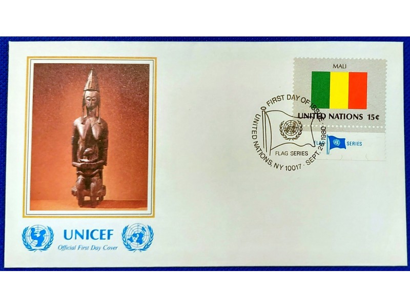 Unicef UN FDC 1980. Zastave, Mali