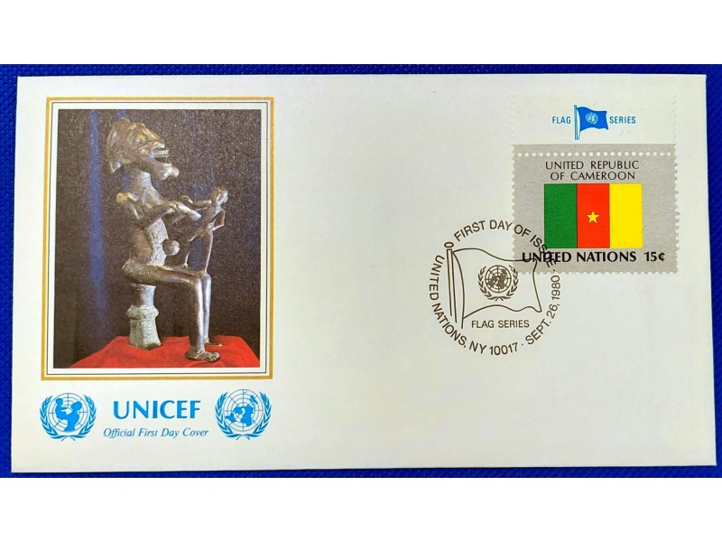 Unicef UN FDC 1980. Zastave, Kamerun