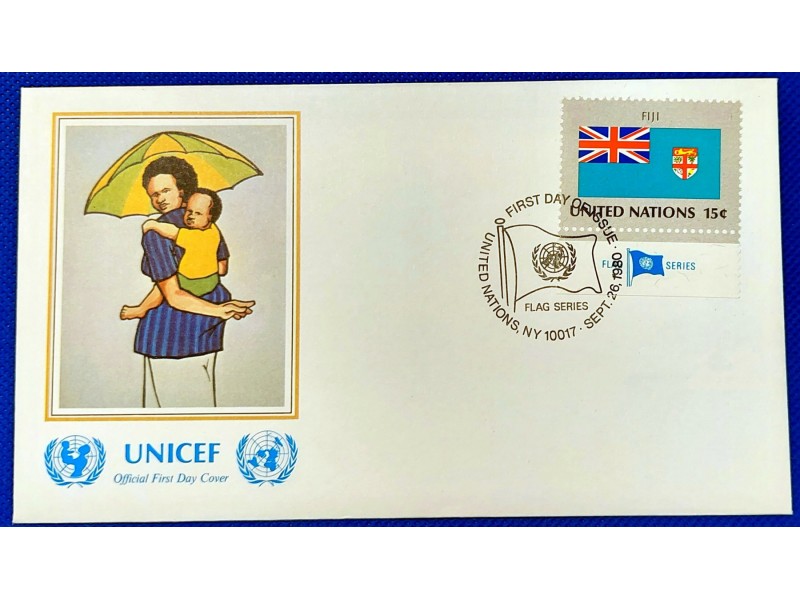 Unicef UN FDC 1980. Zastave, Fidži