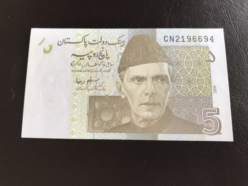 PAKISTAN 5 RUPIJA UNC.