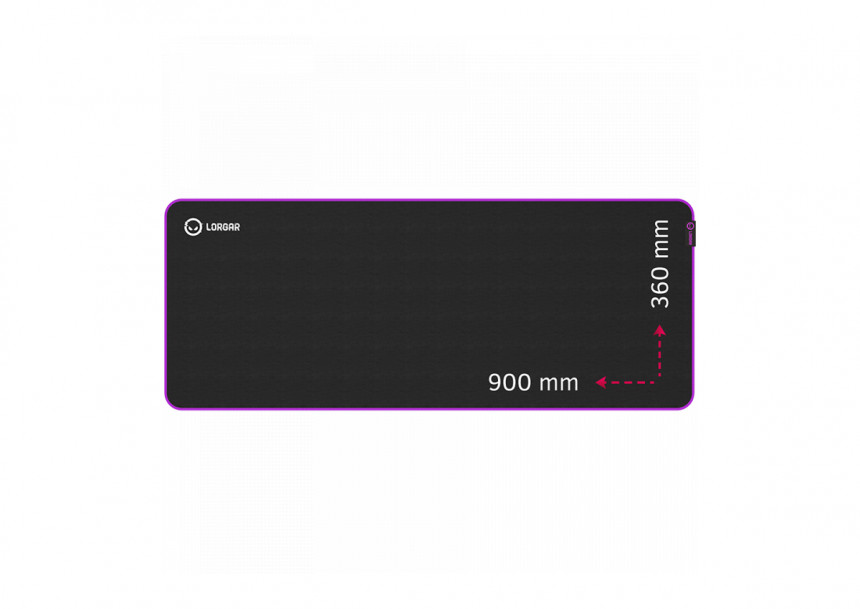 Lorgar Main 319, Gaming mouse pad, High-speed surface, Purple anti-slip rubber base, size: 900mm x 360mm x 3mm, weight 0.6kg