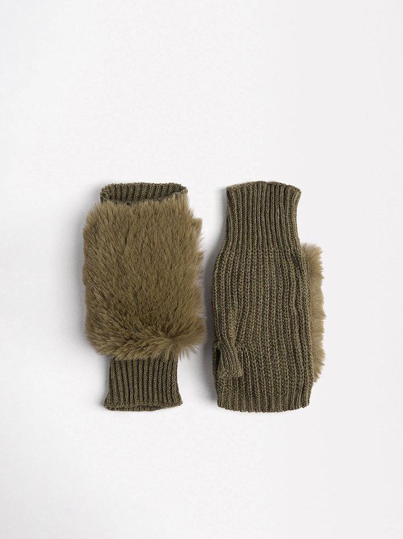 Fur-Effect Mittens Gloves