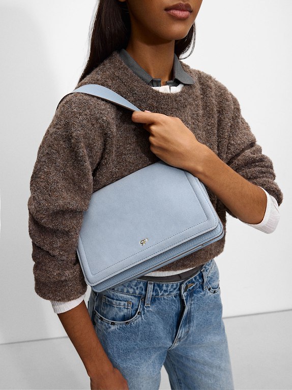 Shoulder Bag With Fur And Flap Closure