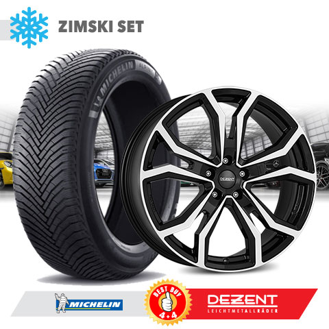 215/55 R18 SET Z MICHELIN + DEZENT TV BLK POL 5/114.3 + TPMS