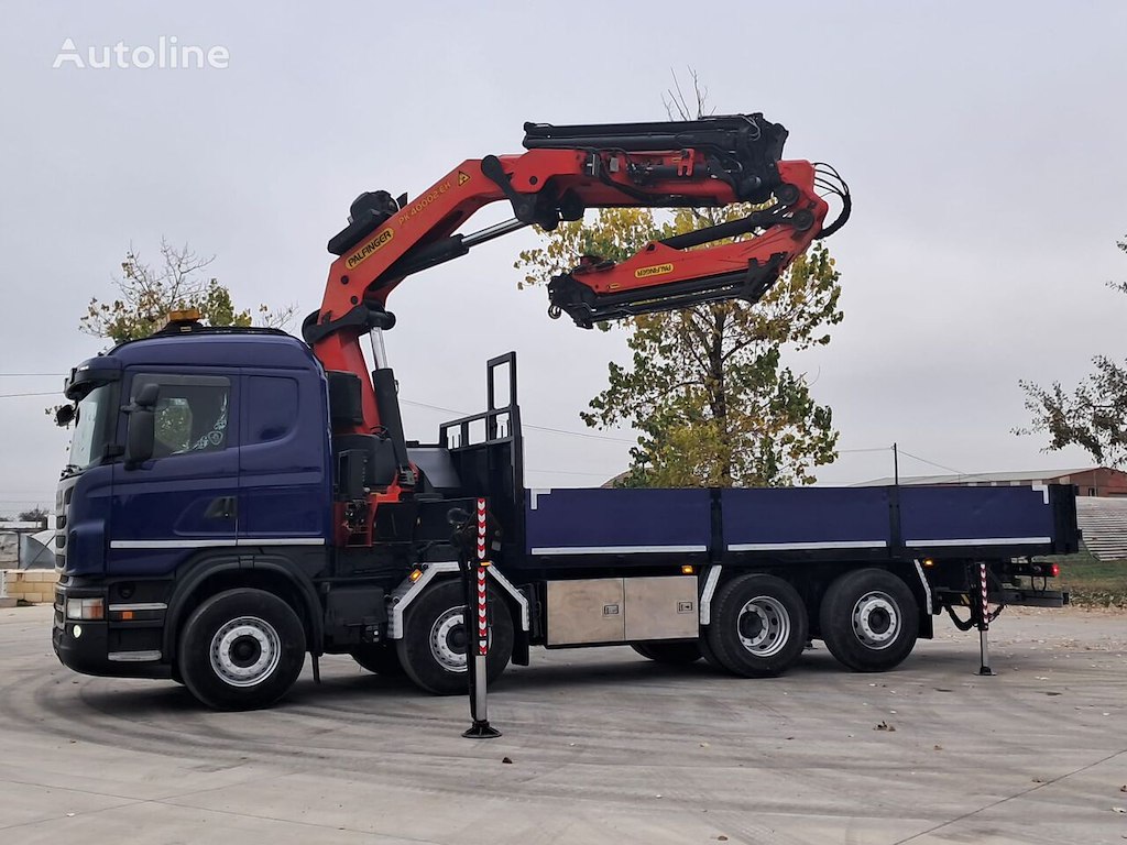 Scania 480 8×2 PALFINGER PK 44002 + JIB kamion s ravnom platformom