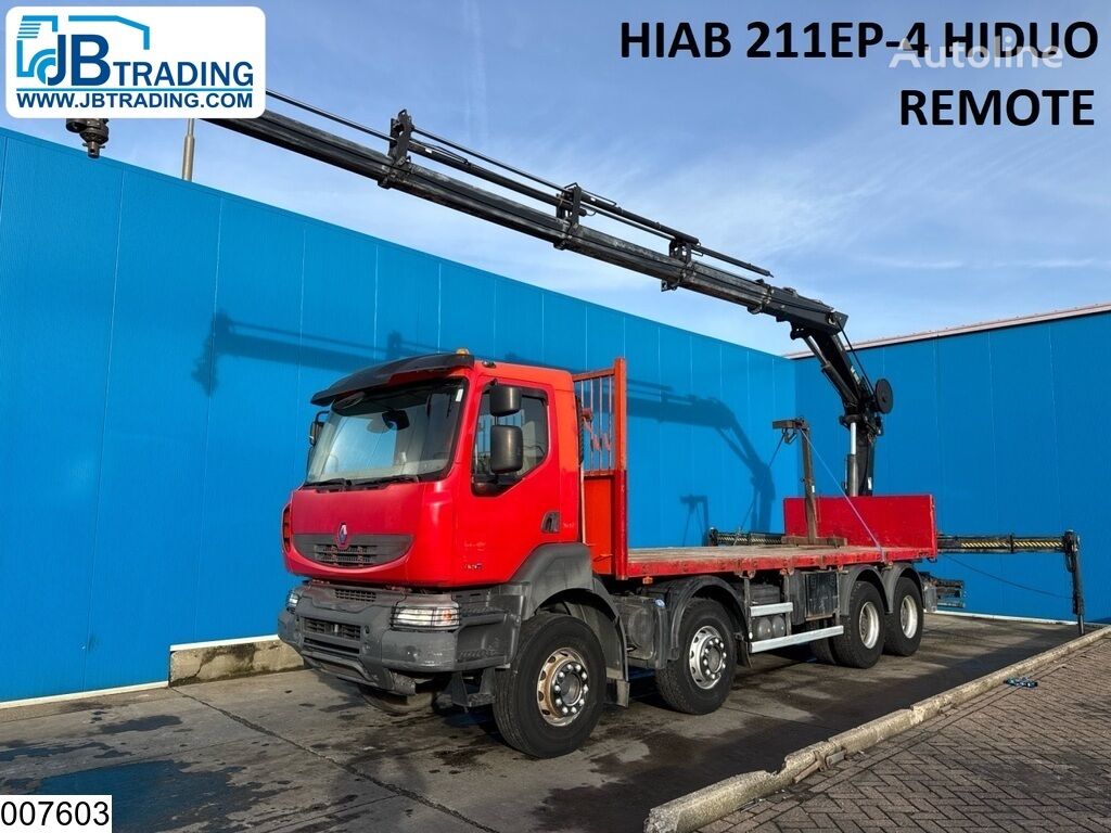 Renault Kerax 430 Dxi 8x4, EURO 5, HIAB, Remote, Steel suspension kamion s ravnom platformom