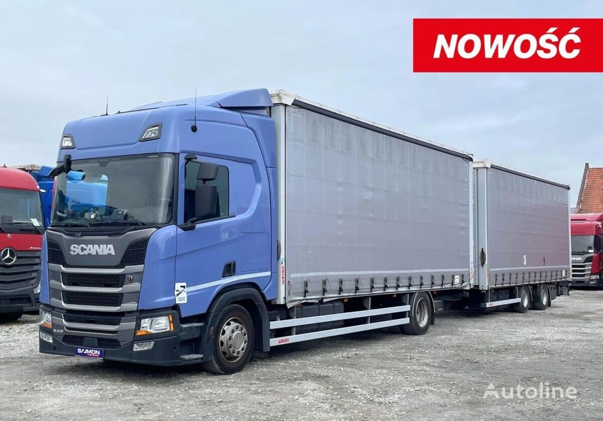 Scania R410 / ZESTAW TANDEM 120 M3 / 7,75 M + 7,75 M / SALON PL kamion sa klizna zavesa cerada